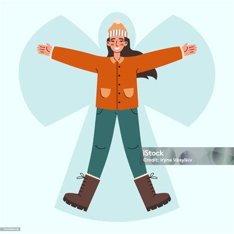 눈 속에 누워 팔과 다리를 움직이는 젊은 여자 눈 천사를 만드는 웃는 소녀 12월에 대한 스톡 벡터 아트 및 기타 이미지 12월 1월 겨울 Istock