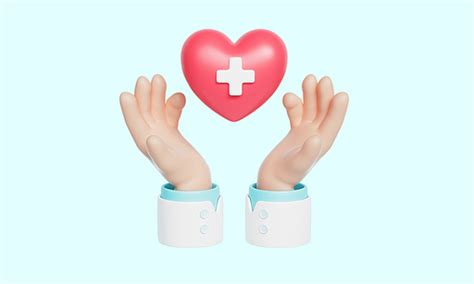 유토이미지 의료 서비스 십자가 하트와 손 아이콘