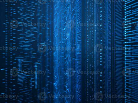 ai generated blue digital binary data on computer screen background