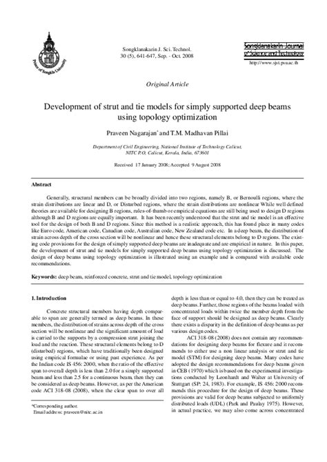 Pdf Development Of Strut And Tie Models For Simply Supported Deep Beams Using Topology