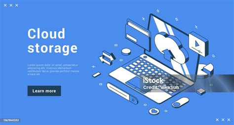 디지털 정보 방문 페이지 벡터를 다운로드하는 클라우드 스토리지 랩톱 사이버 스페이스 네트워크 가상현실에 대한 스톡 벡터 아트 및 기타 이미지 Istock