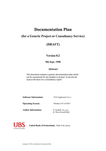 Documentation Plan Example Pdf
