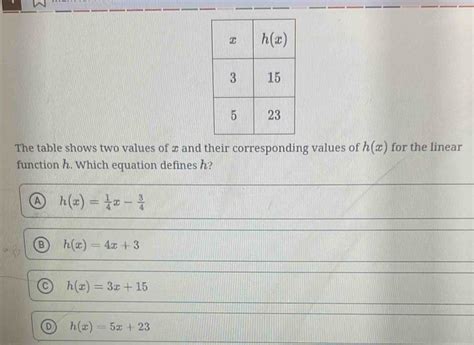 solved the table shows two values of æ and their corresponding values