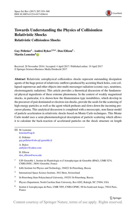 Towards Understanding The Physics Of Collisionless Relativistic Shocks Request Pdf