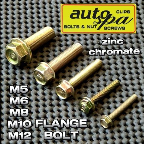 Flange Bolt M5 M6 M7 M8 M10 M12 M14 Zinc Chromate Sold Per Pc Shopee Malaysia