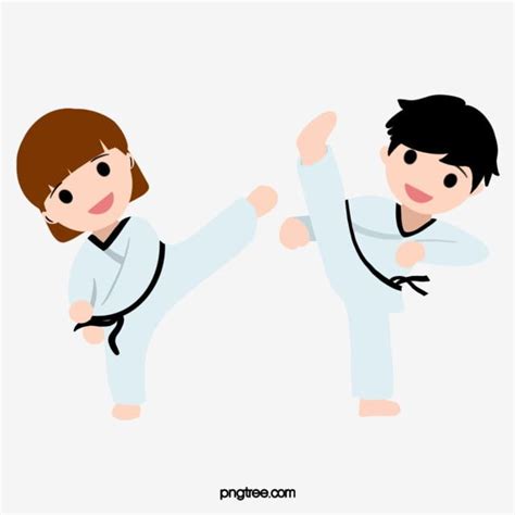 만화 손으로 그린 태권도 쌍 재생 그림 일러스트 어린이 태권도 운동 Png 일러스트 및 Psd 이미지 무료 다운로드 Pngtree