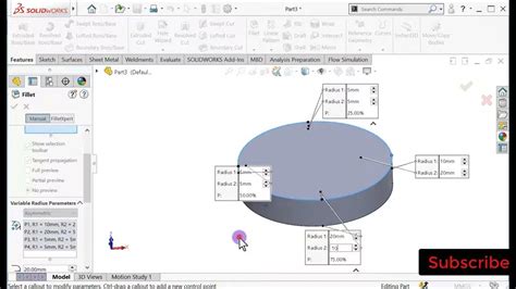Solidworks Tips How To Make Variable Size Fillet Youtube