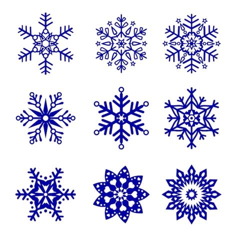 Premium Vector Set Unique Snowflakes Winter Geometric Pattern Ice