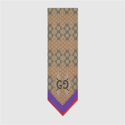 驼色真丝GG拼布西洋双陆棋印花领结 GUCCI 香港