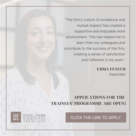 David Zahra And Associates Advocates On Linkedin Traineeship Experience