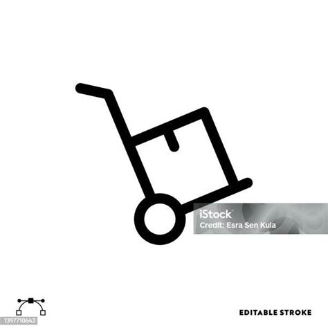 편집 가능한 스트로크가있는 손수레 줄 아이콘 디자인 웹 페이지 모바일 앱 Ui Ux 및 Gui 디자인에 적합합니다 개념에 대한 스톡 벡터 아트 및 기타 이미지 Istock