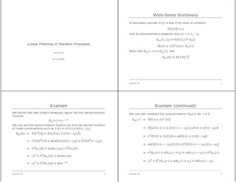 Pdf Linear Filtering Of Random Processes Wide Sense Stationary