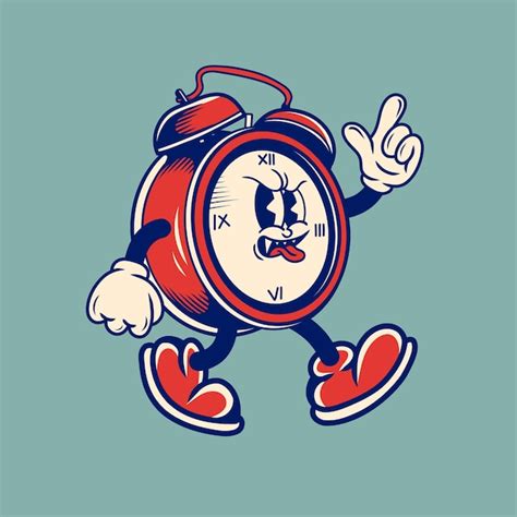 Premium Vector Retro Character Design Of Alarm Clock