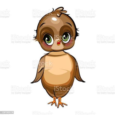 참새 소녀 재미있는 병아리 귀엽고 재미있는 아기 새 흰색 배경의 격리된 개체입니다 그림 만화 스타일 벡터 공휴일에 대한 스톡 벡터 아트 및 기타 이미지 Istock