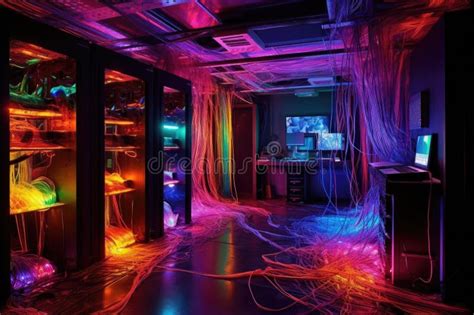High Tech Server Room With Fiber Optic Cables Stock Image Image Of Technology Internet 289552973