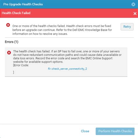 ‎unity 300 Health Check Failed Dell Technologies