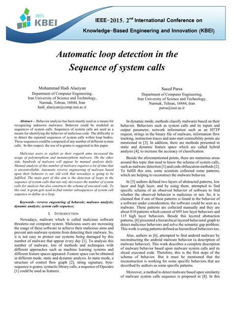 Pdf Automatic Loop Detection In The Sequence Of System Calls