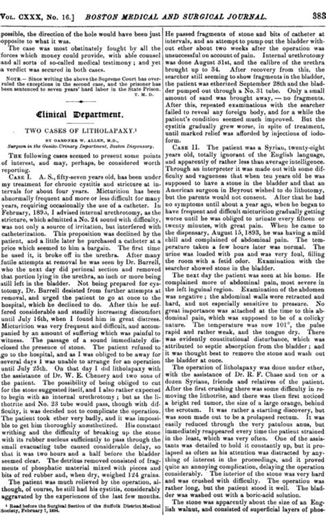 Two Cases Of Litholapaxy The Boston Medical And Surgical Journal