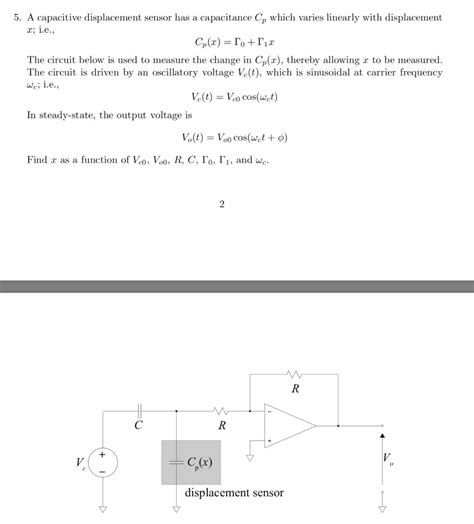 Solved 5 A Capacitive Displacement Sensor Has A Capacitance
