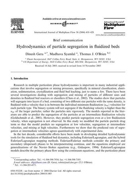 Pdf Hydrodynamics Of Particle Segregation In Fluidized Beds Dokumen