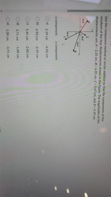 Solved Use The Component Method Of Vector Addition To Find Chegg