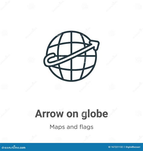 Arrow On Globe Outline Vector Icon Thin Line Black Arrow On Globe Icon Flat Vector Simple