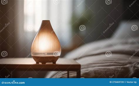 Aroma Oil Diffuser On Table Against In Minimalist Bedr Generative Ai Stock Illustration