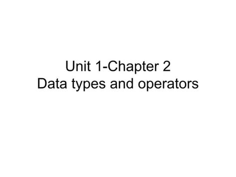 Data Types And Operators Ppt