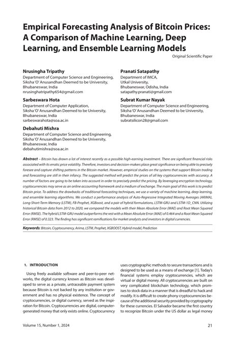 Pdf Empirical Forecasting Analysis Of Bitcoin Prices A Comparison Of Machine Learning Deep