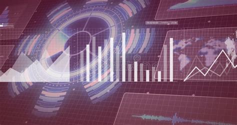 Graphs And Charts Image Over Futuristic Interface With Data Visualizations Stock Illustration