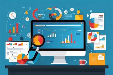 Flat Vector Illustration Of Web Analytics Information And Development Website Statistic