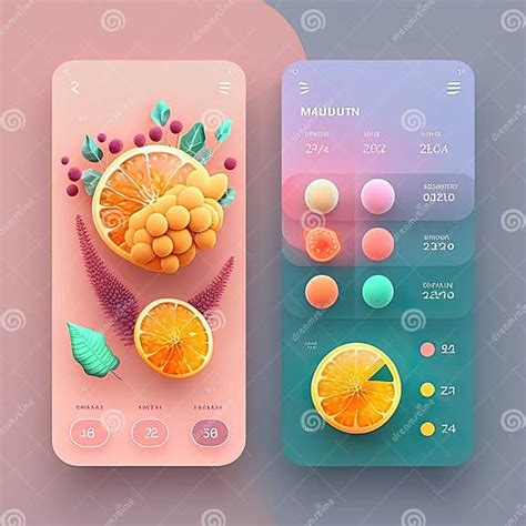 The Design Of The User Interface Of The Mobile Application In Pastel Soft Colors Seeds Plants