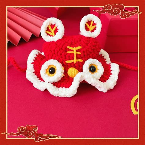 Badu Bg Плетена ръчно изработена шапка за домашен любимец Новогодишен стил Покривало за глава на