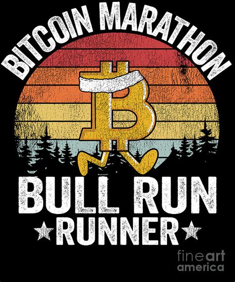 bitcoin marathon bull run runner btc t vintage cryptocurrency digital art by lisa stronzi
