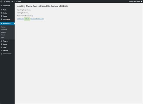Install The Theme Via Wordpress Admin Panel Favethemes