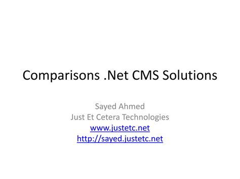 Dot Net Cms Comparisons Ppt