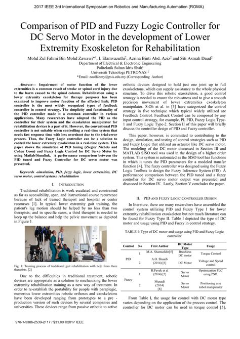 Pdf Comparison Of Pid And Fuzzy Logic Controller For Dc Servo Motor