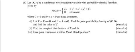 Solved B Let X Y Be A Continuous Vector Random Variable
