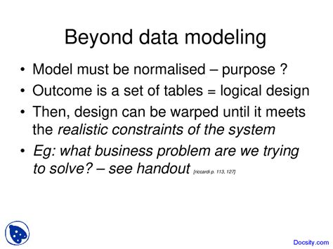 Beyond Data Modeling Buisness Management Lecture Slides Docsity