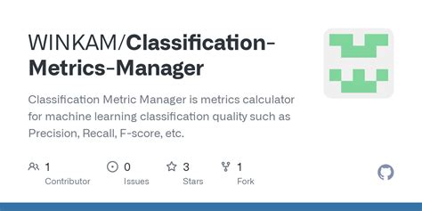 Github Winkamclassification Metrics Manager Classification Metric Manager Is Metrics
