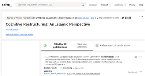 Cognitive Restructuring An Islamic Perspective Scite Report