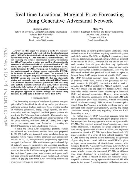 Real Time Locational Marginal Price Forecasting Using Generative Adversarial Network DeepAI