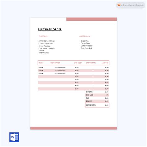 Sales Order Form Template Excel