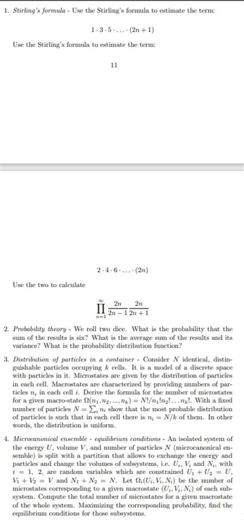 Solved Stirling S Formula Use The Stirling S Formula To Chegg Com