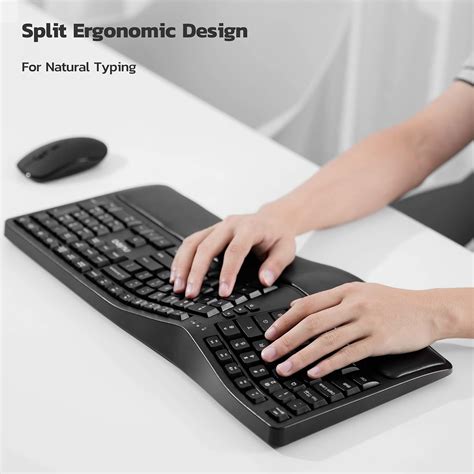 2 4g Wireless Ergonomic Split Keyboard With Pillowed Wrist Rest Usb Computer Arched Keyboard