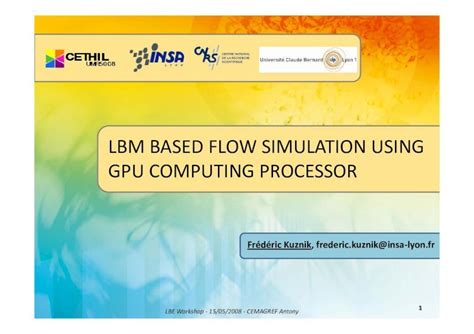 Pdf Lbm Based Flow Simulation Using Gpu Computing Fdubois