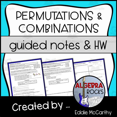 Permutations And Combinations Guided Notes Homework Set By Teach Simple