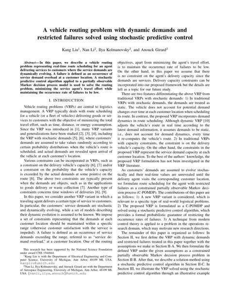 Pdf A Vehicle Routing Problem With Dynamic Demands And Restricted