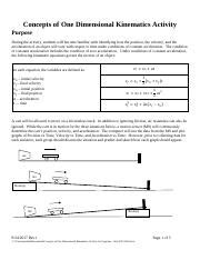Concepts Of One Dimensional Kinematics Activity For Capstone Pdf Concepts Of One Dimensional