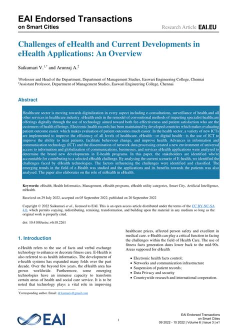 Pdf Challenges Of Ehealth And Current Developments In Ehealth Applications An Overview